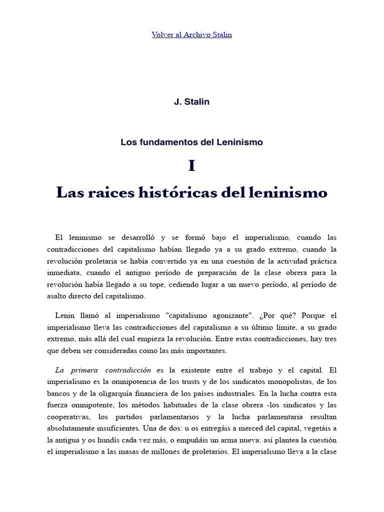 Los Fundamentos Del Leninismo | PDF | Comunismo | Vladimir Lenin