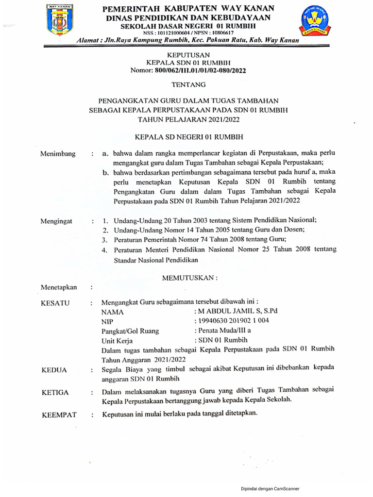 SK Kepala Perpus | PDF