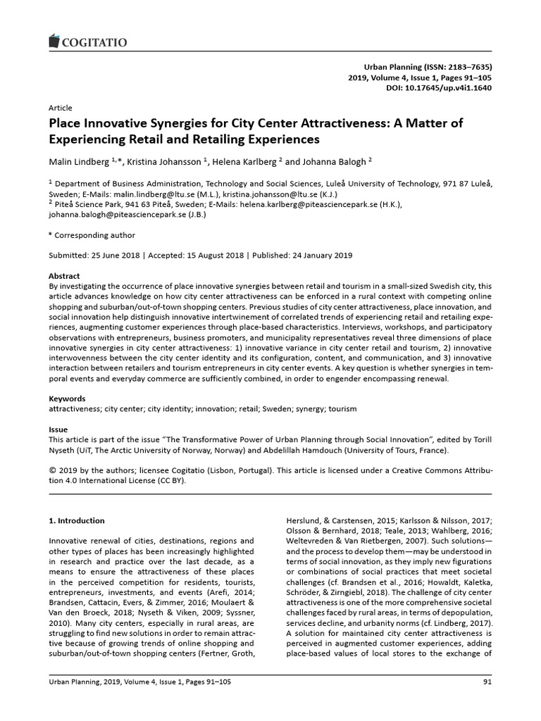 Lindberg 2019 UP 4 (1) - Place Innovative Synergies For City Center ...