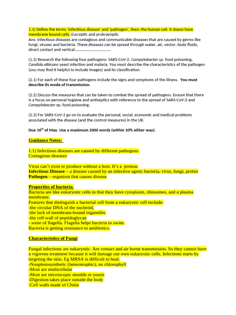 Infectious Diseases and Pathogens Overview | PDF | Pathogen | Infection