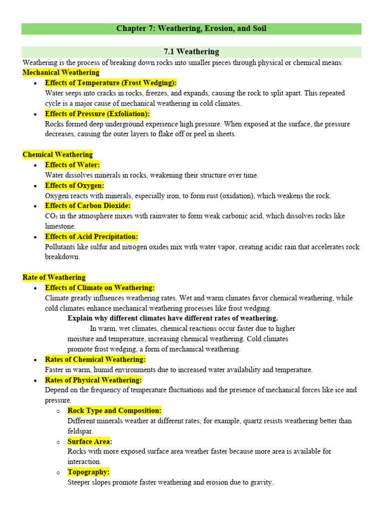 Weathering, Erosion, and Soil Overview | PDF | Weathering | Erosion