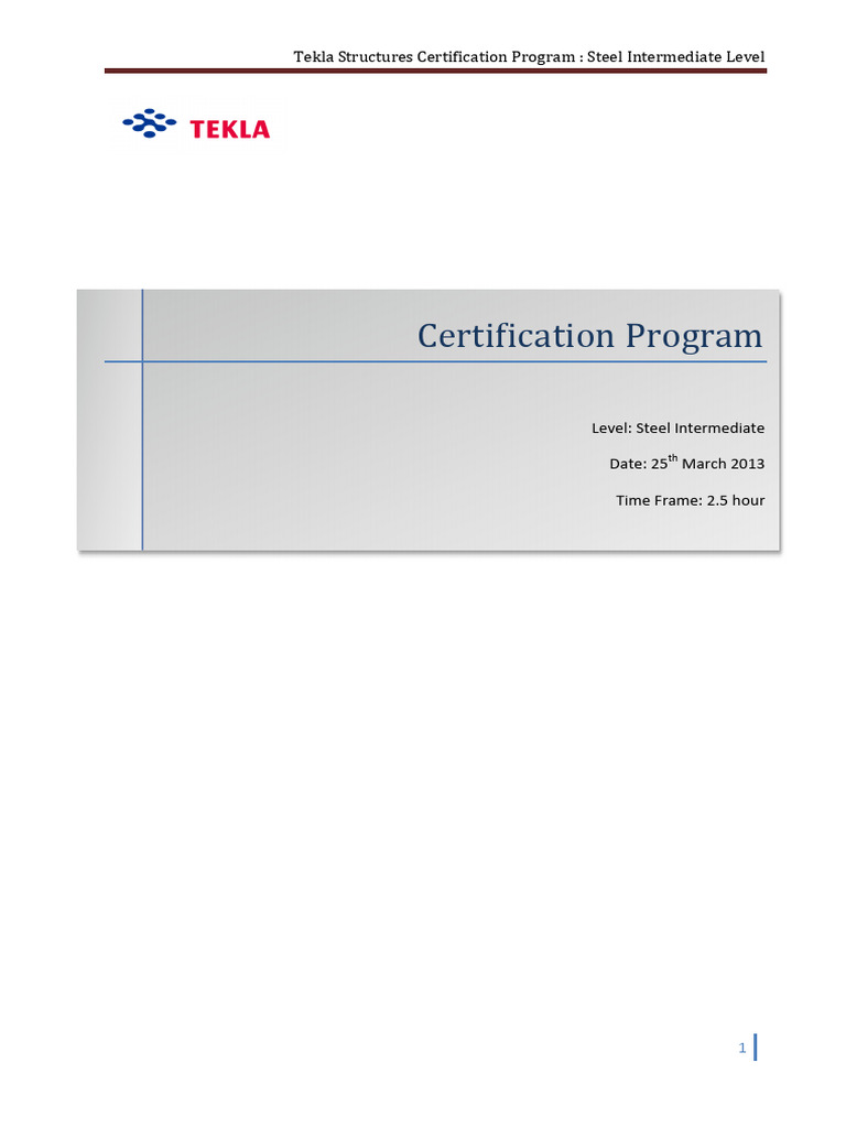 Tekla Structures Intermediate Certification Exam Q - 25th Mar 2013 | PDF