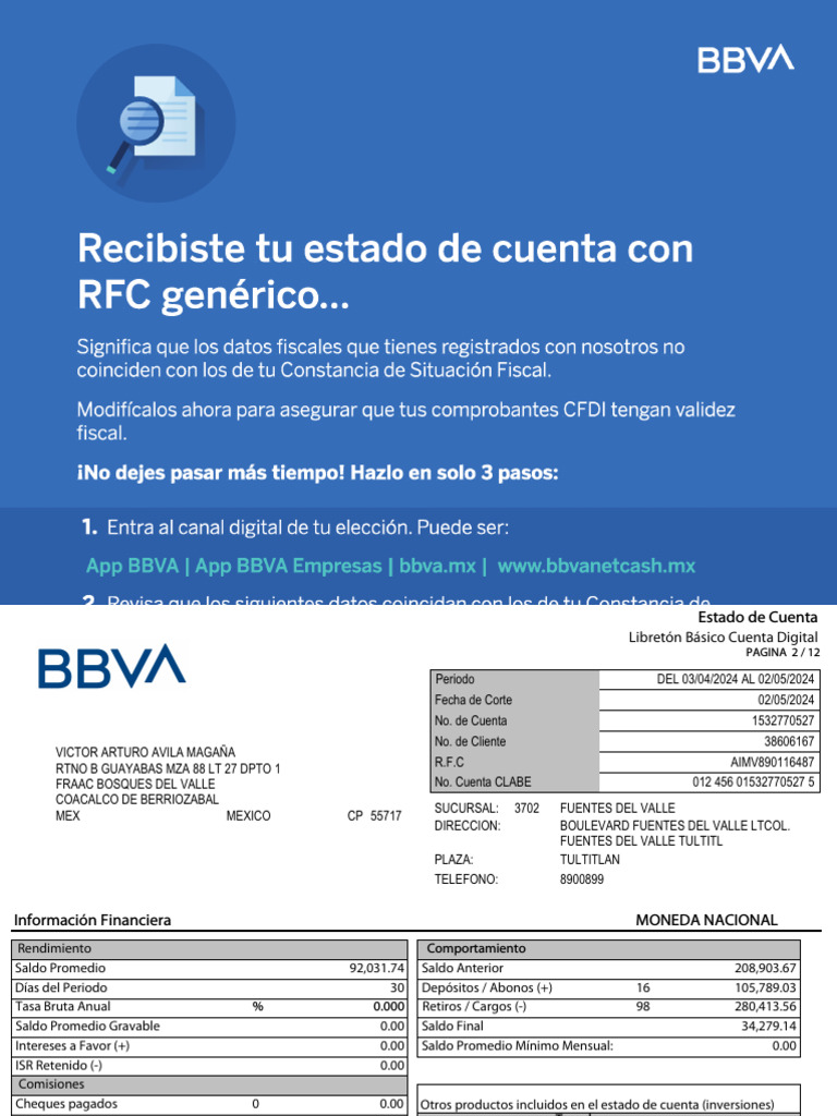 Estado de Cuenta BBVA Victor Avila | PDF | Bancos | Dinero