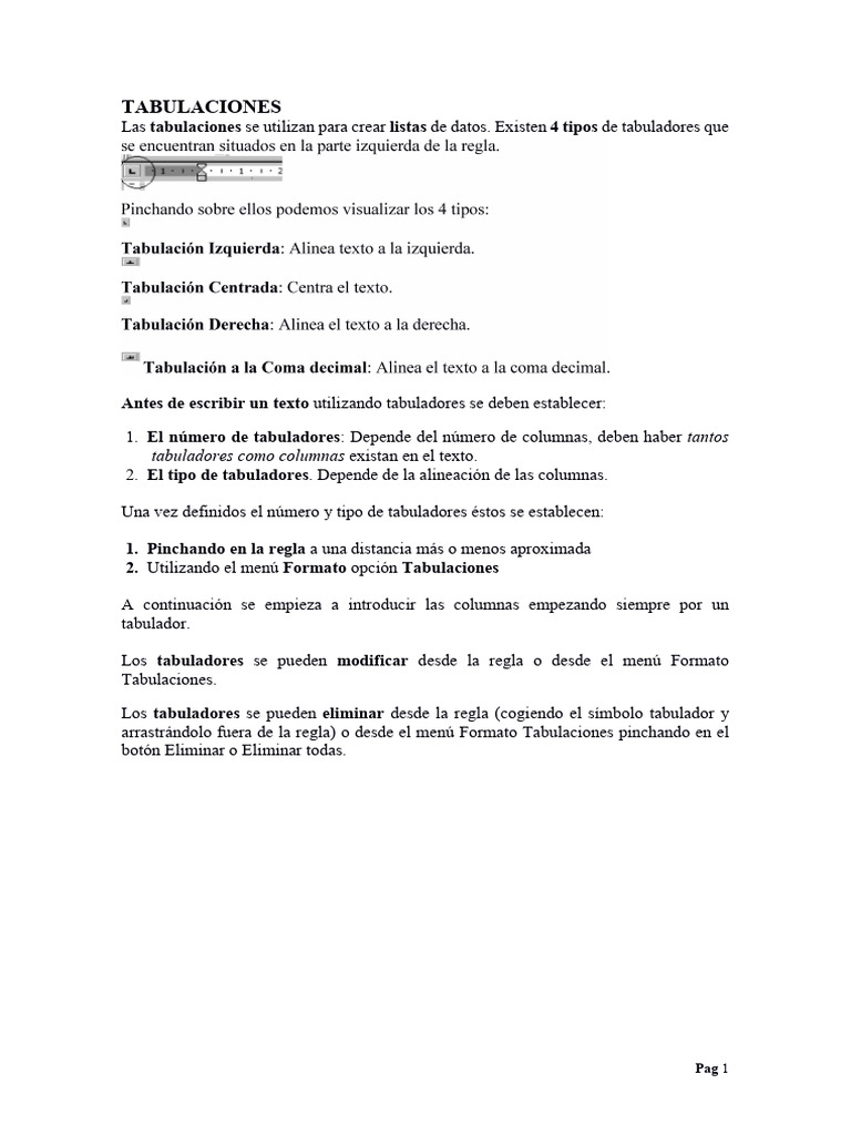 Tabulaciones: Tantos Tabuladores Como Columnas | PDF | Texto