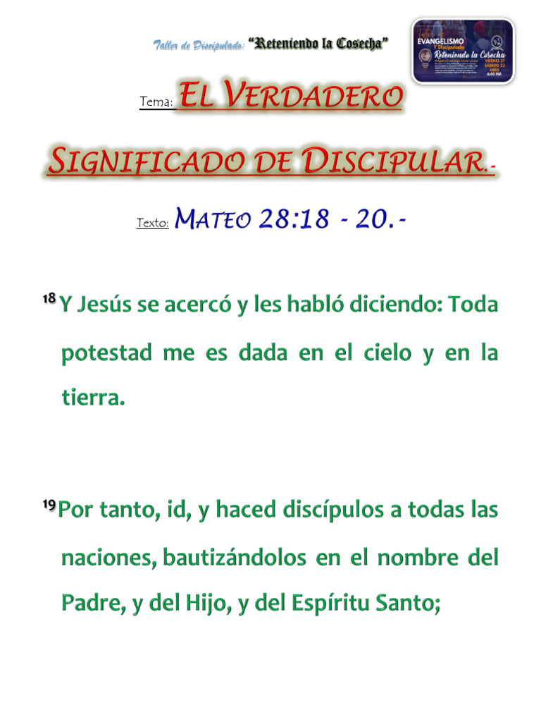 Taller #1, de Discipulado. Master | PDF | Biblia | Cristo (título)