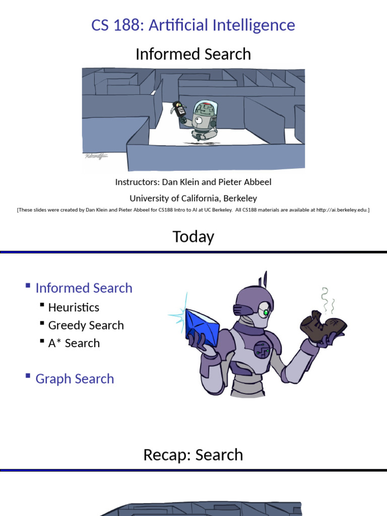 SP14 CS188 Lecture 3 - Informed Search | PDF | Combinatorics | Algorithms And Data Structures