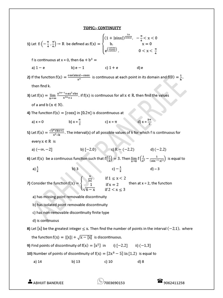 Jee Continuity-2 | PDF