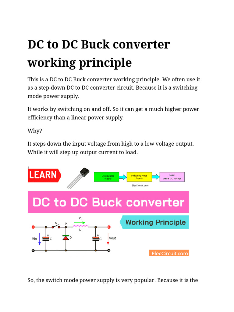 Buck Converter Working Principle Explained | PDF | Power Supply ...