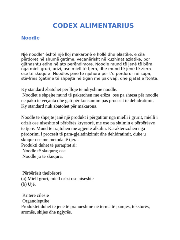 Codex Alimentarius | PDF