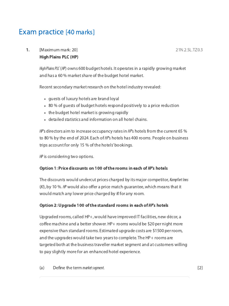 Exam Practice | PDF | Employment | Marketing