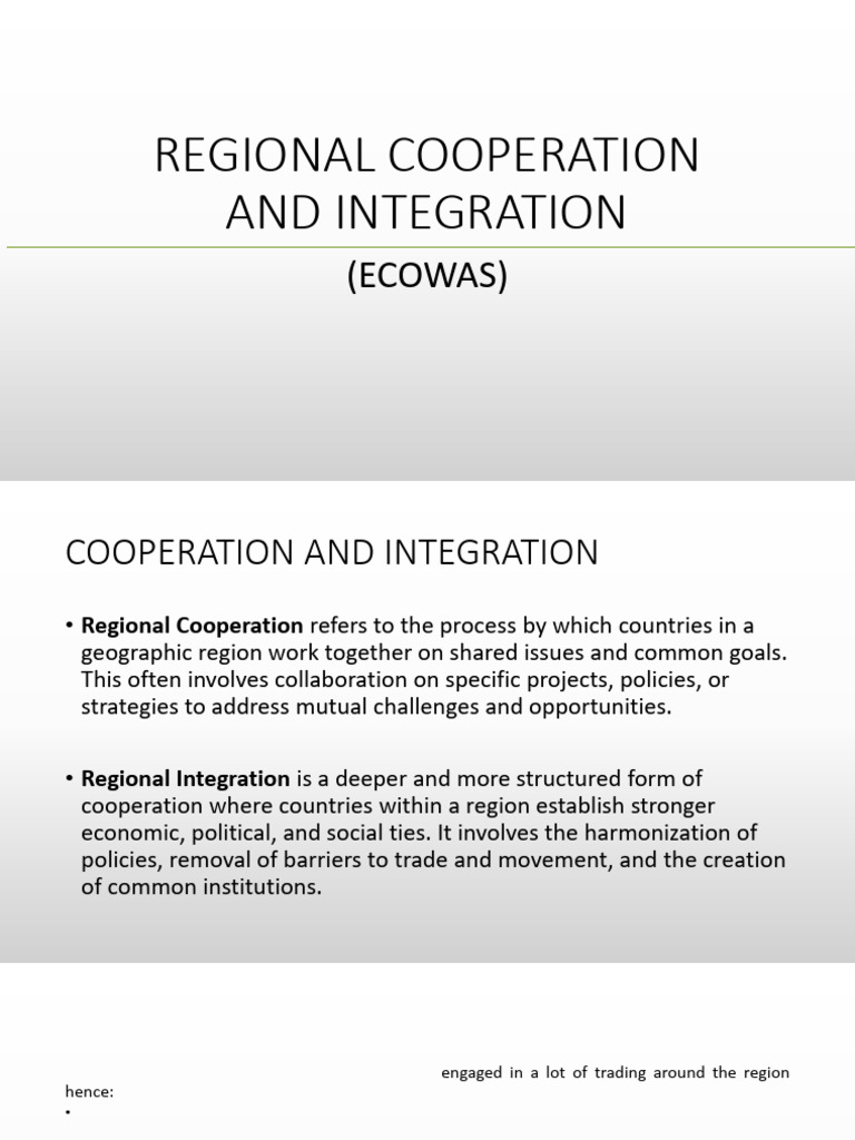 Regional Cooperation and Integration | PDF | West Africa | Political ...