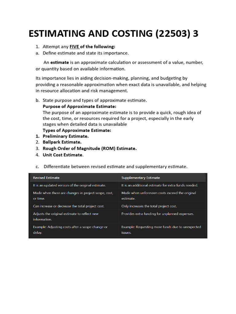 Estimating and Costing 3 | PDF