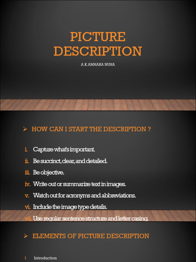 Picture Description | PDF | Language Arts & Discipline