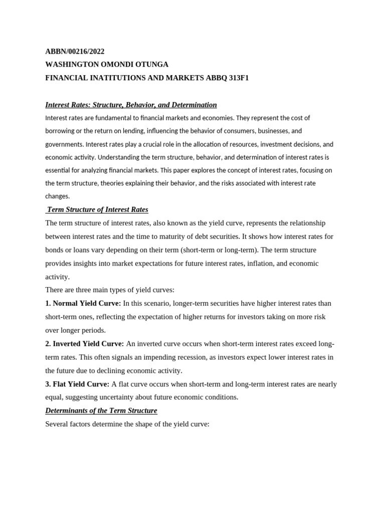 Interest Rates-WPS Office | PDF | Yield Curve | Interest