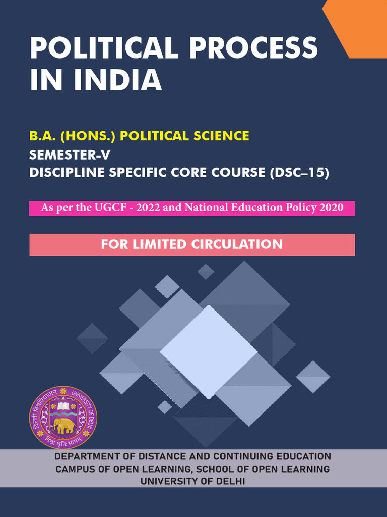 Political Process in India: B.A. (Hons.) Political Science | PDF ...