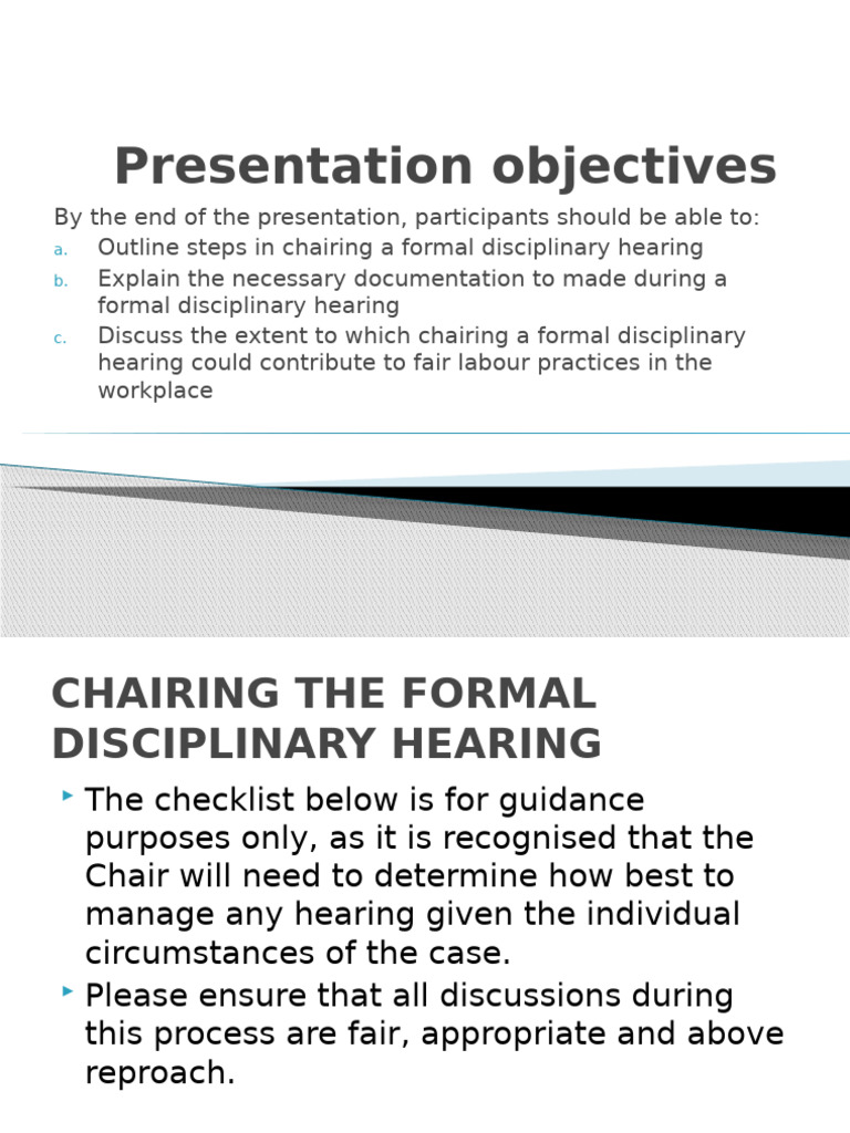 Chairing a Formal Disciplinary Hearing | PDF | Discovery (Law) | Justice