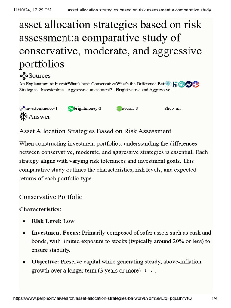 Asset Allocation Strategies Based On Risk Assessment - A Comparative ...