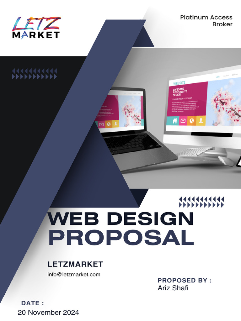 Blue and Orange Modern Proposal Website Development Cover Page A4 ...