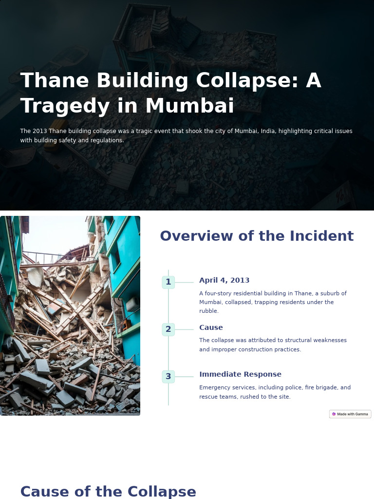 Thane Building Collapse, A Tragedy in Mumbai | PDF | Man Made Disasters ...