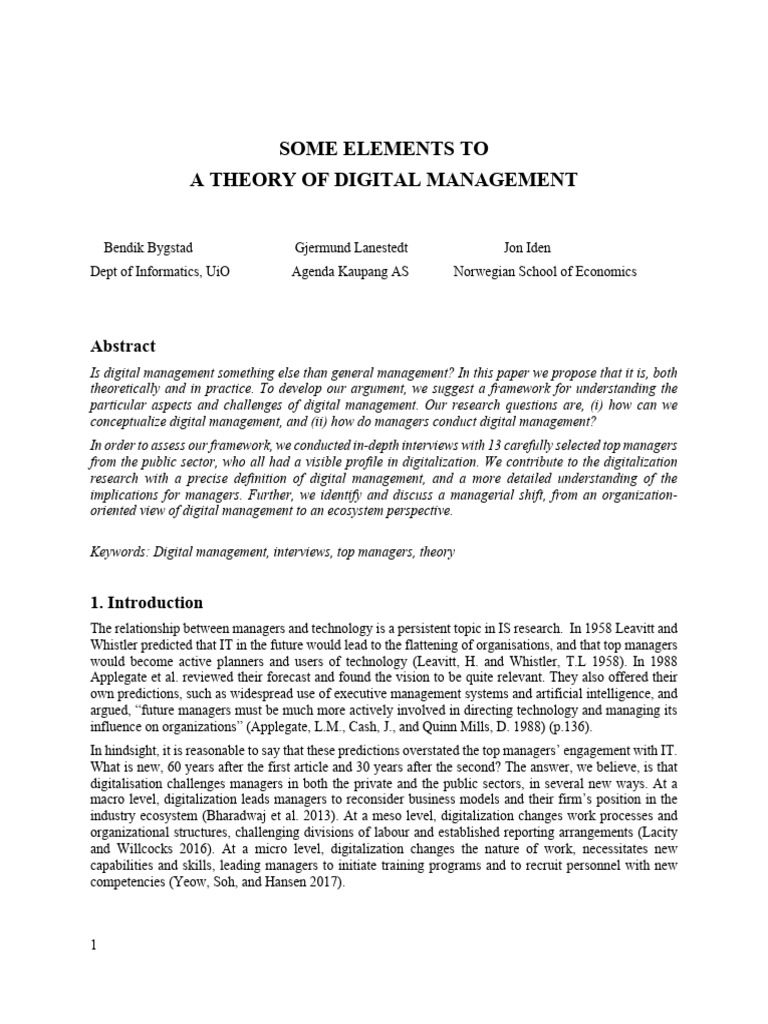 Theory of Digital Management Insights | PDF | Business Model ...