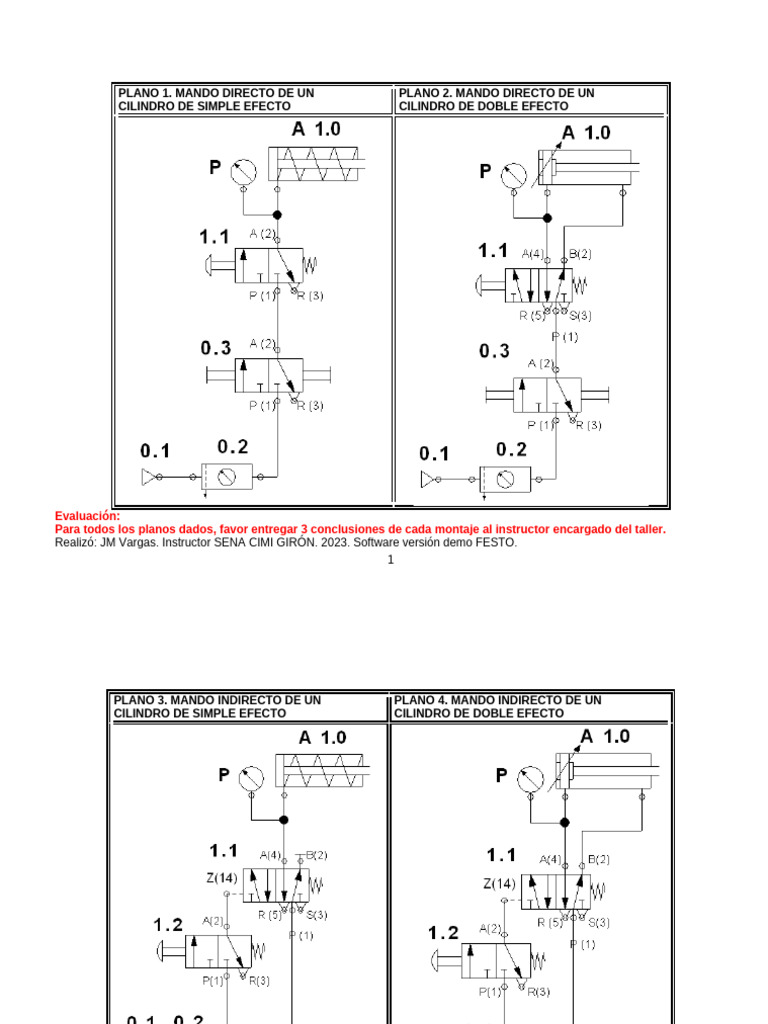 Taller 1 14 PLANOS NEUMÁTICA PURA 2024 | PDF | Métodos y materiales de ...