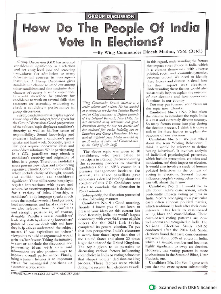 How Do The People of India Vote in Elections | PDF