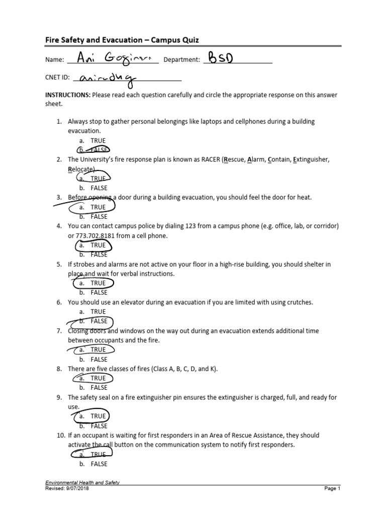 Fire Safety Quiz[81] 2 | PDF