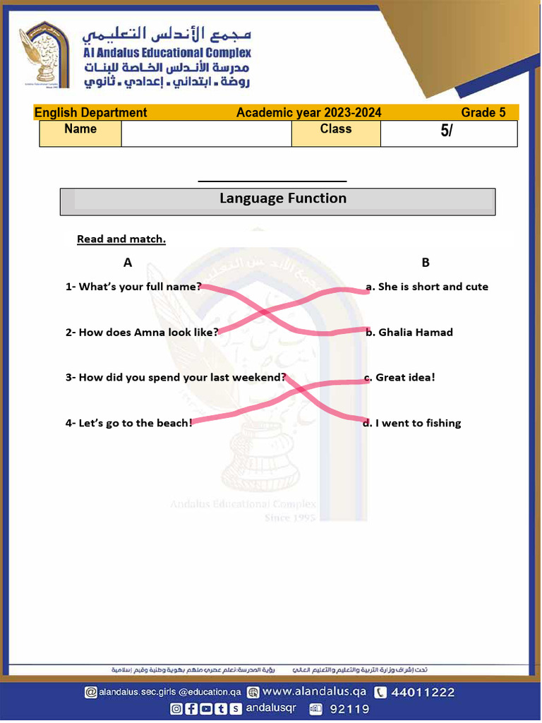 Grade 5 English Module 1 Test | PDF | Human Communication | Linguistics
