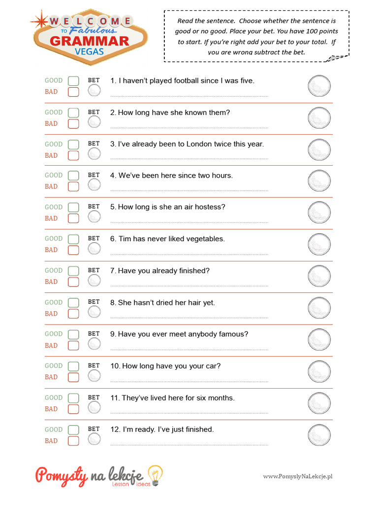 Grammar Roulette Present Perfect | PDF