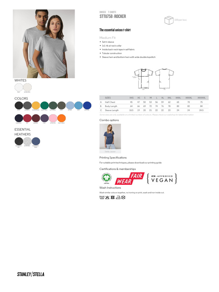 STTU758 - Product Sheet | PDF | Clothing | Color