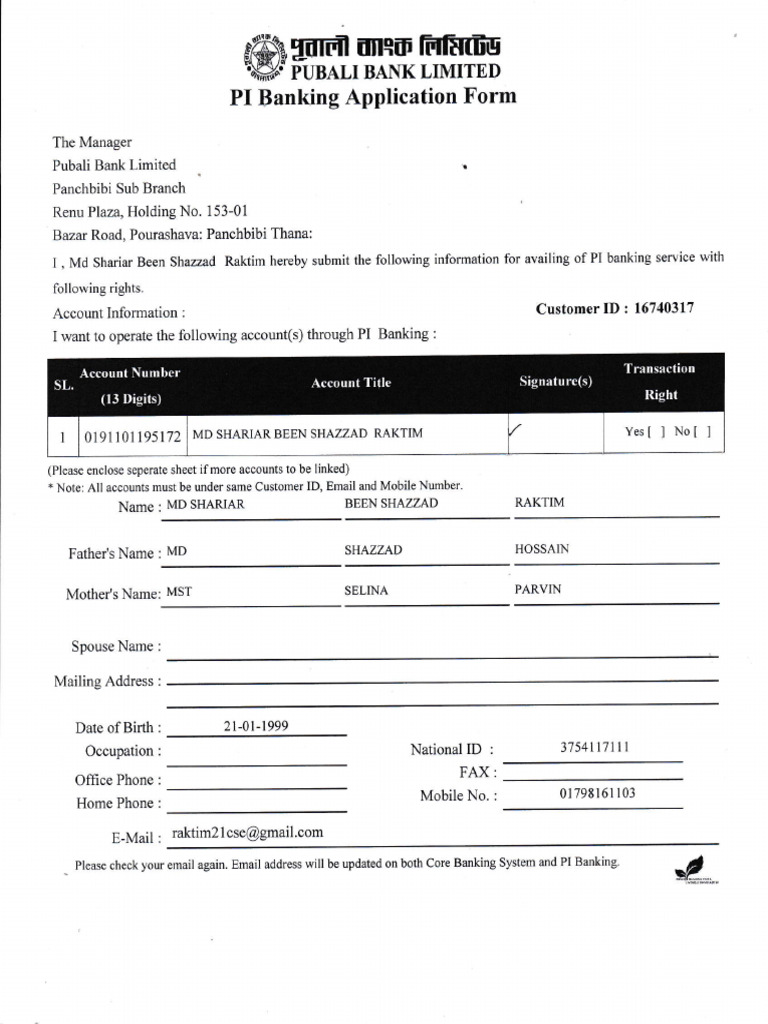 PI Banking | PDF | Access Control | Authentication