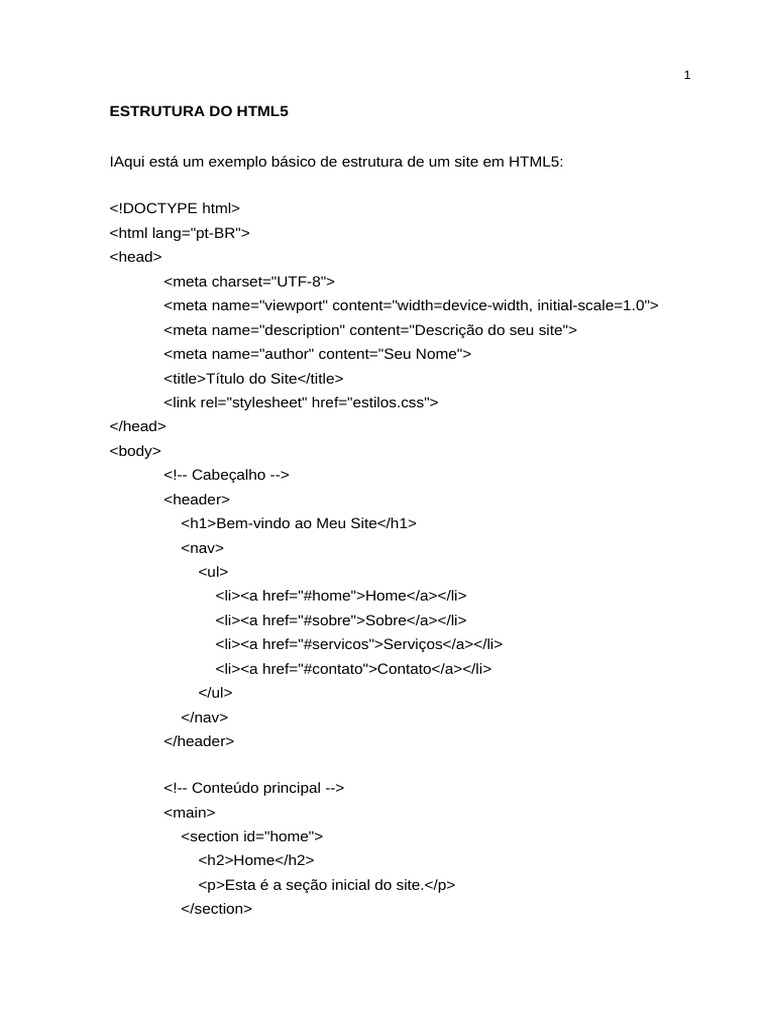 estrutura do html5 | PDF