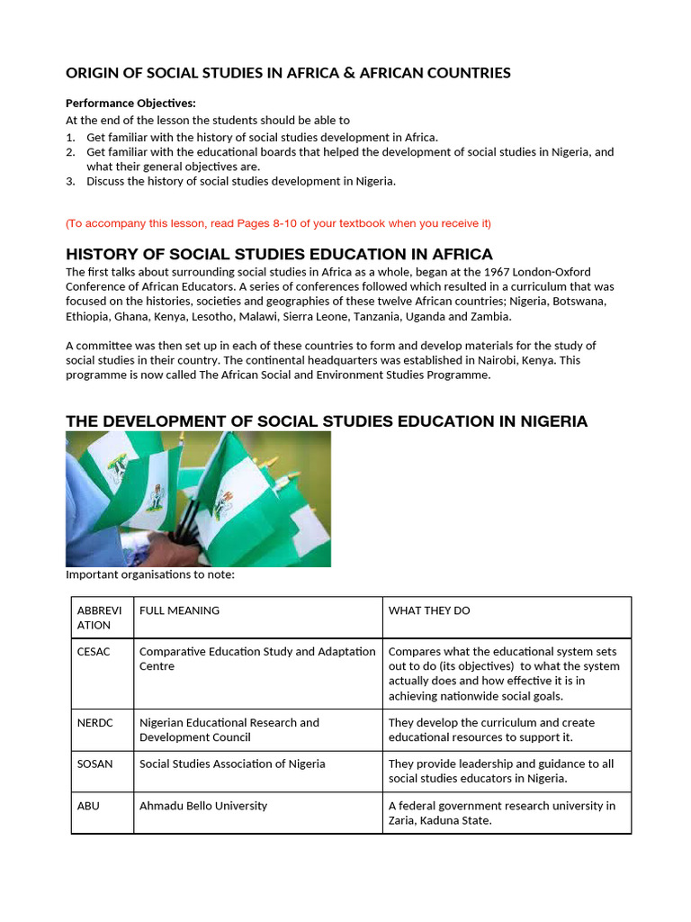 Week 2 Soc Stud Note | PDF | Nigeria | Curriculum