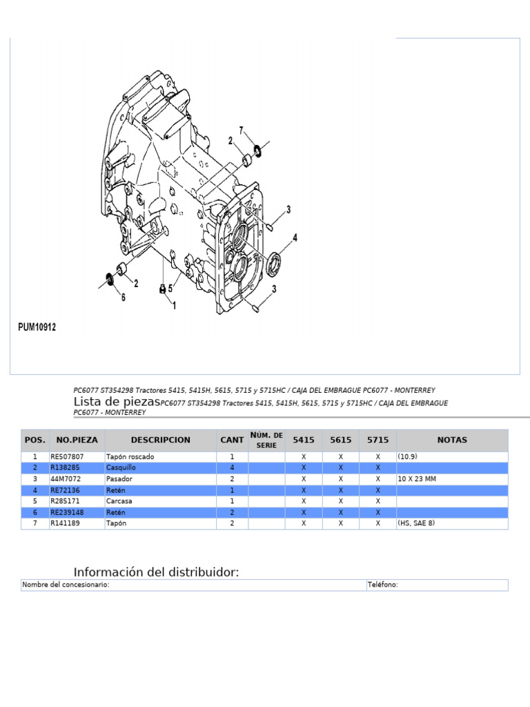 Tractor John Deere 5715 Caja de Velosidades # 1 | PDF | Engranaje ...
