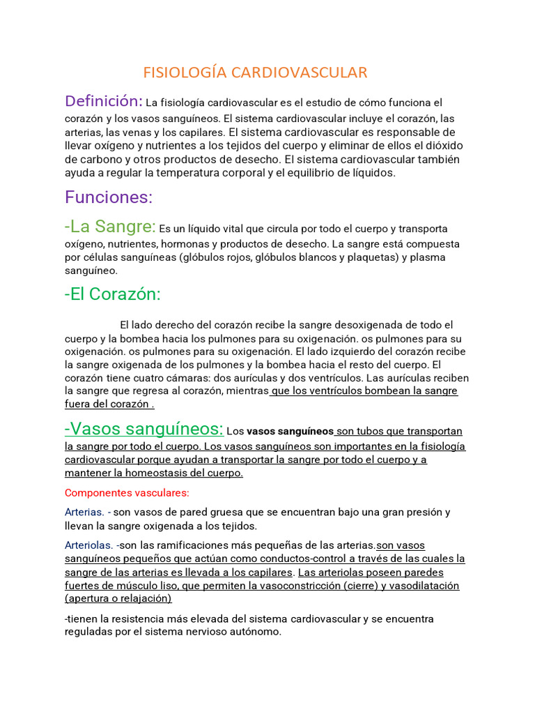 La Fisiología Cardiovascular | PDF | Sistema circulatorio | Sangre