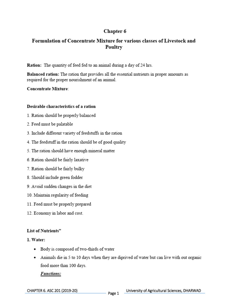 Chapter 6 Formulation of Ration | PDF | Animal Feed | Flour Chapter 6 Formulation of Ration | PDF | Animal Feed | Flour