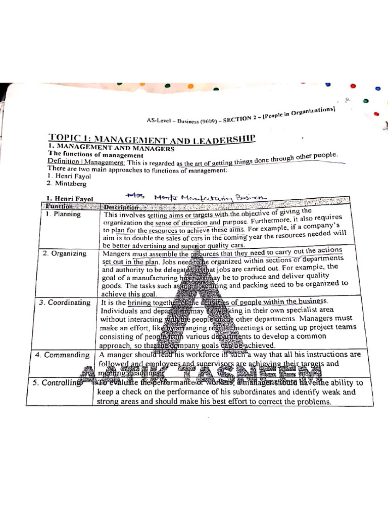 Aatik Tasneem Business A-Level Notes | PDF