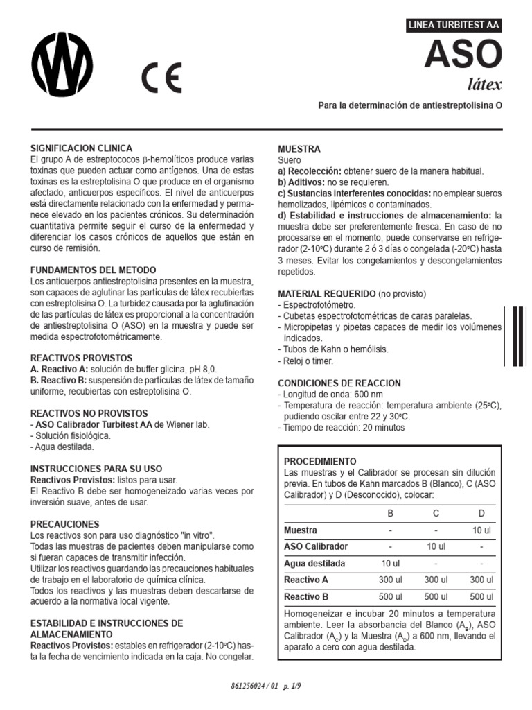 Aso Latex Turbitest Aa | PDF | Química