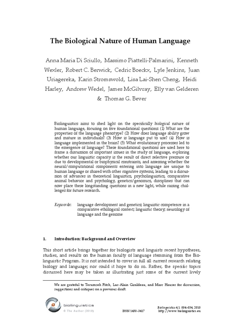 Biological Nature - Human Language | Download Free PDF | Language ...