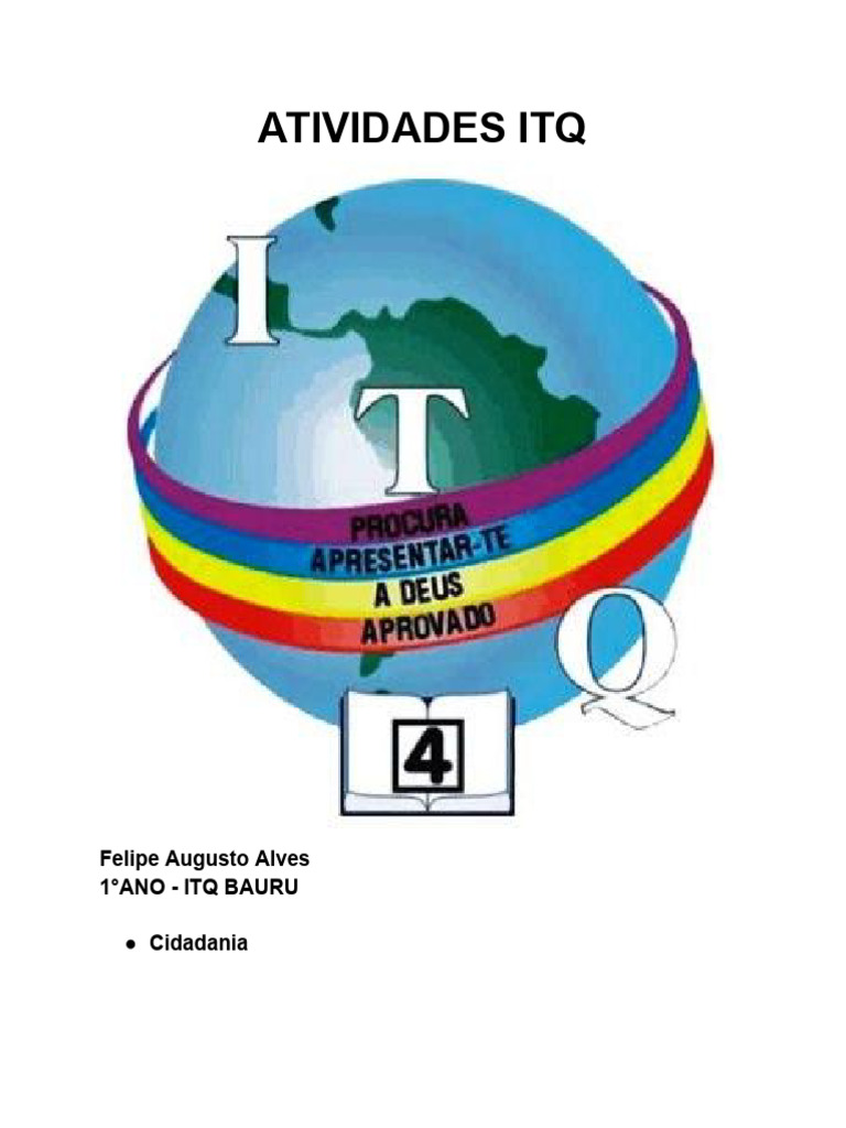 ATIVIDADE ITQ - Cidadania - Capítulo 6 - Política Não É Pecado | PDF