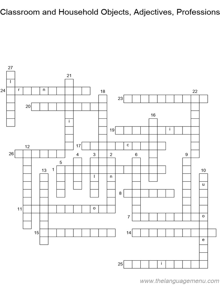 Fle Noun Adjective Agreement Home Crossword | PDF | Linguistic ...