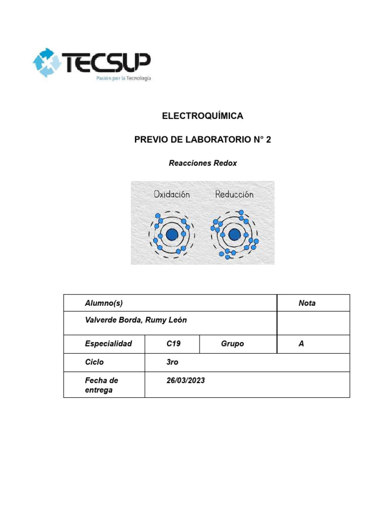 Previo 2 | PDF | Redox | Ácido