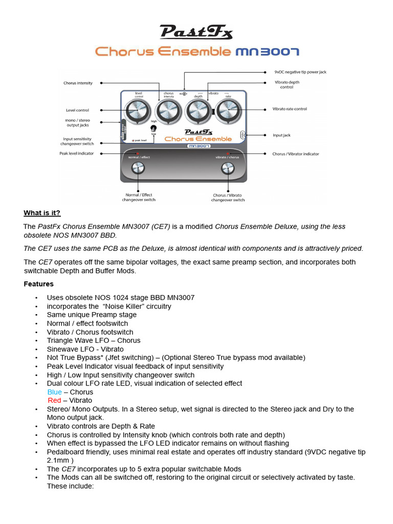 PastFx Chorus Ensemble MN3007 Overview | PDF | Power Supply | Amplifier