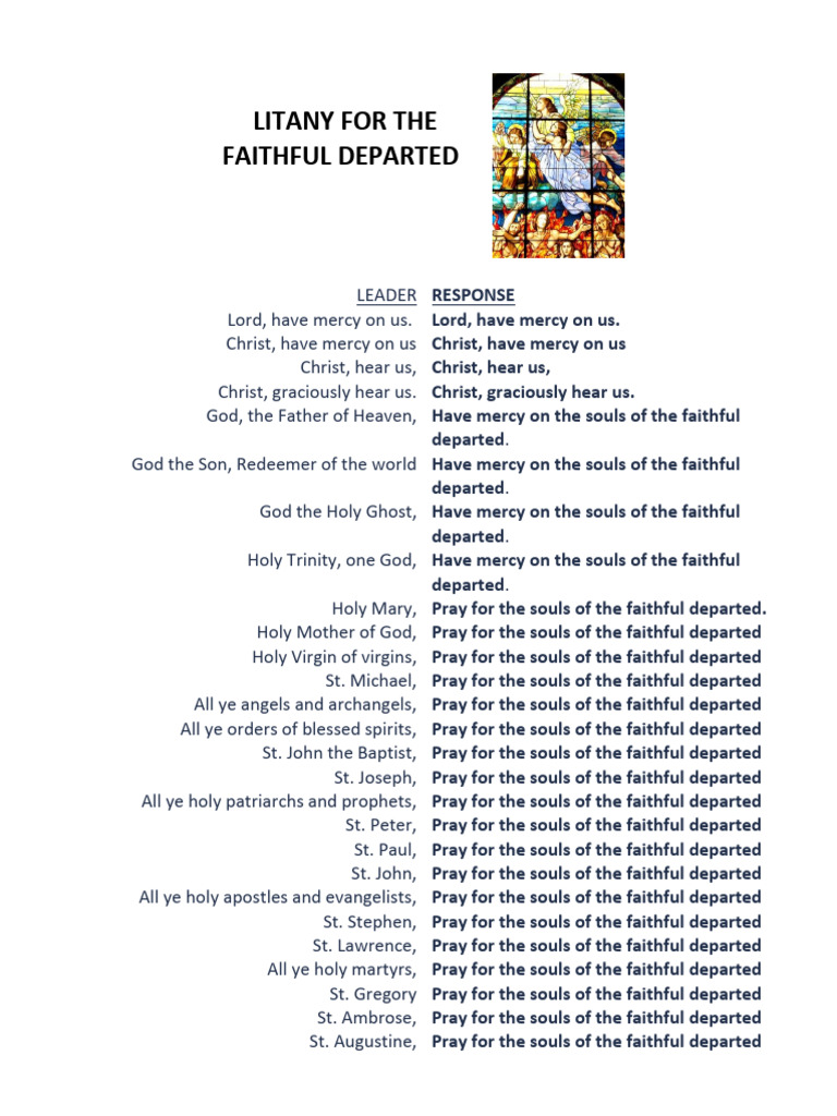 Litany For The Faithful Departed2 | PDF | Mercy | Mary, Mother Of Jesus