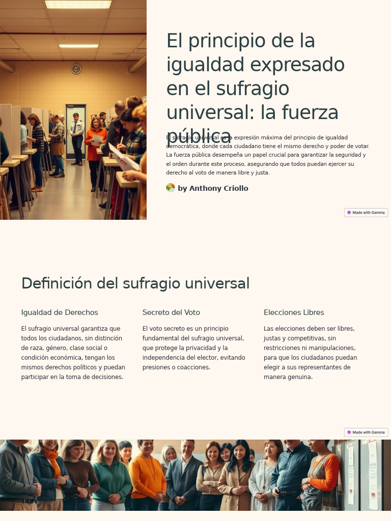 El Principio de La Igualdad Expresado en El Sufragio Universal La Fuerza Publica | PDF ...