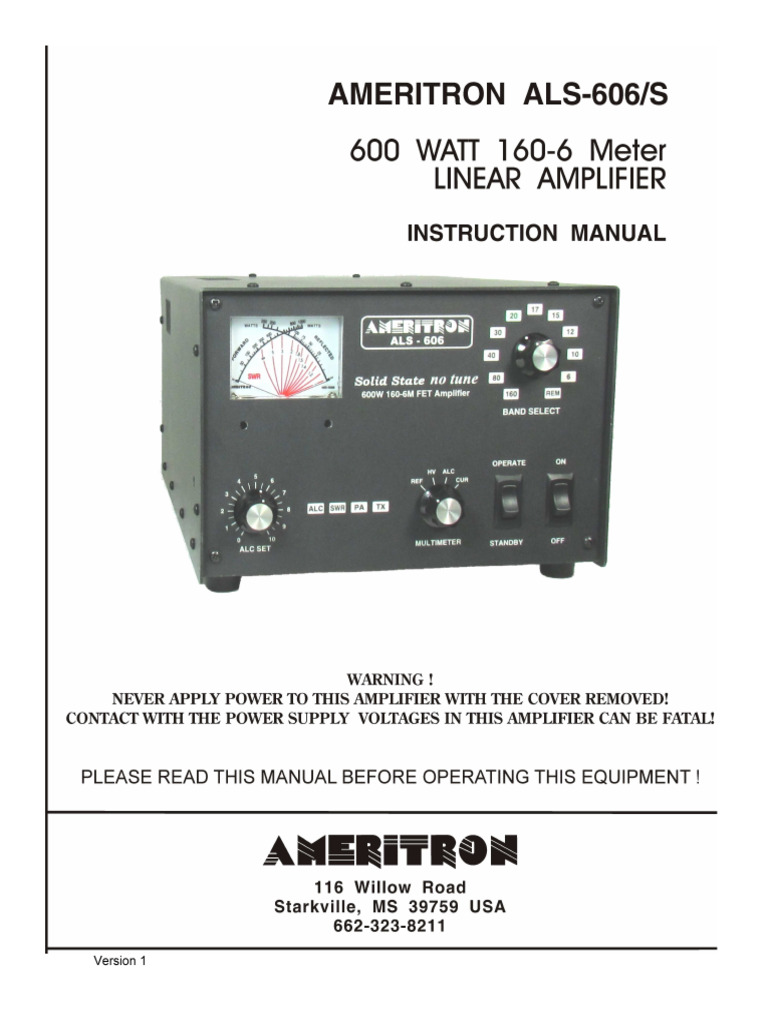 ALS-606 Manual V1 | PDF | Power Supply | Amplifier