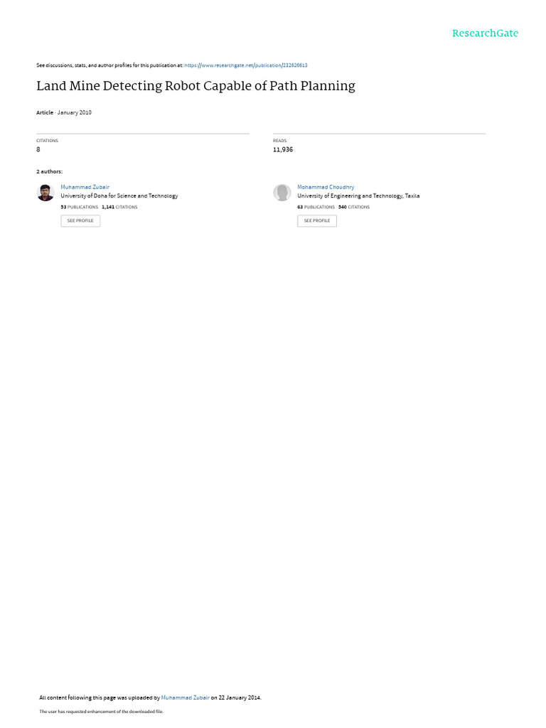 Land Mine Detecting Robot Capable of Path Planning | PDF | Field Of ...