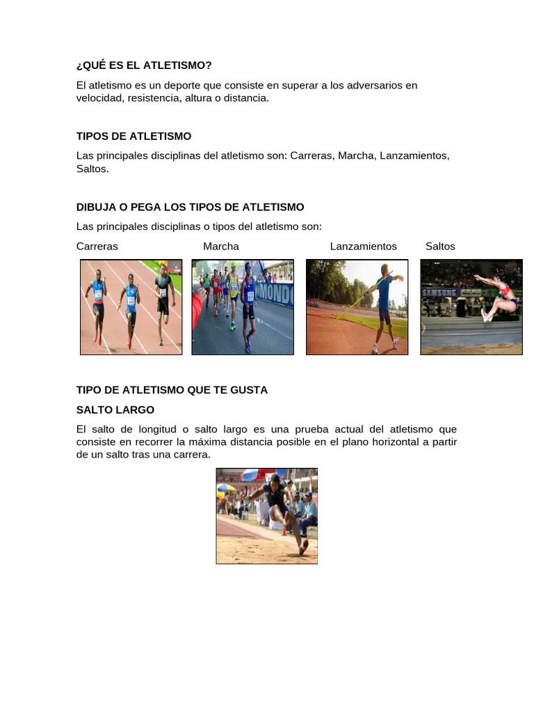 Disciplinas del Atletismo: Guía Básica | PDF