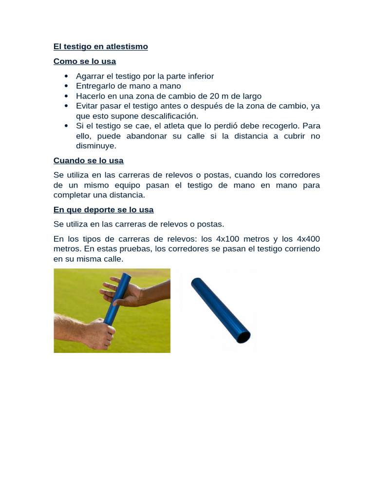 Uso del Testigo en Relevos Atléticos | PDF