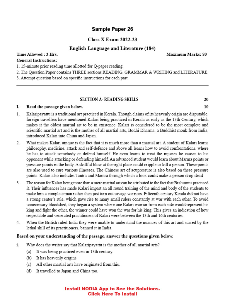 En Sample Paper 26 Unsolved | PDF | Politics | Social Science